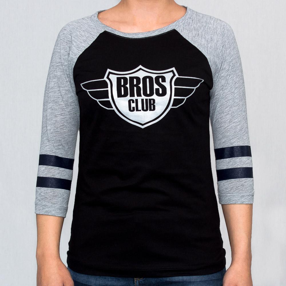 Playera manga rangla logo mujer – Bros Club